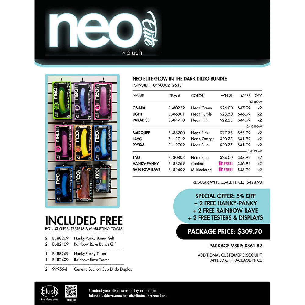 Neo Elite Glow in the Dark Dildo Bundle – ExcitingToys.com